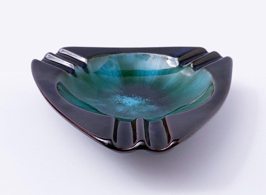 Vintage Blue Mountain Pottery Ashtray: Green Flow Glaze BMP Collingwood ...
