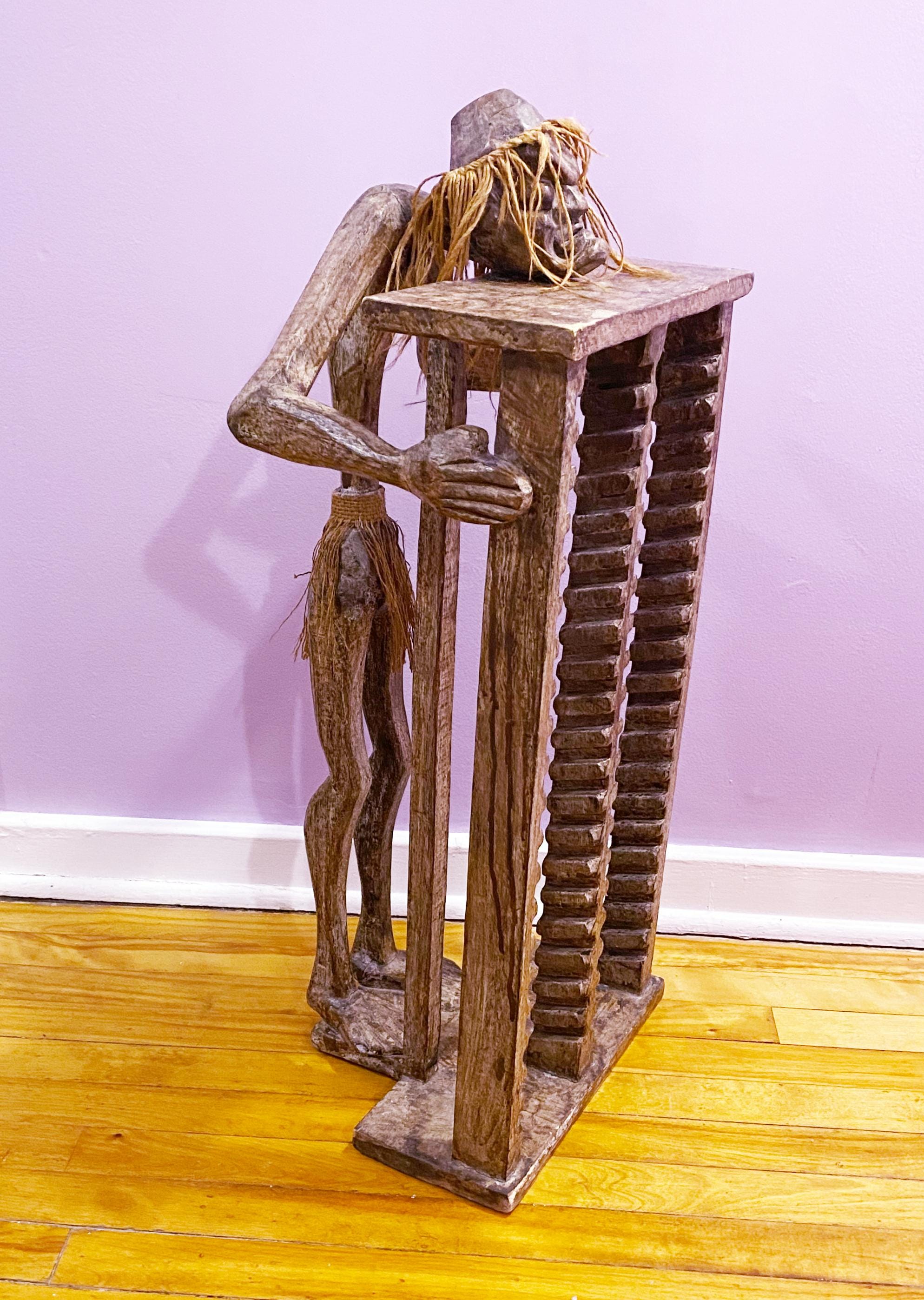 Vintage Hand Carved Wood CD Rack: African Figure, 40 Disc Storage - Etsy