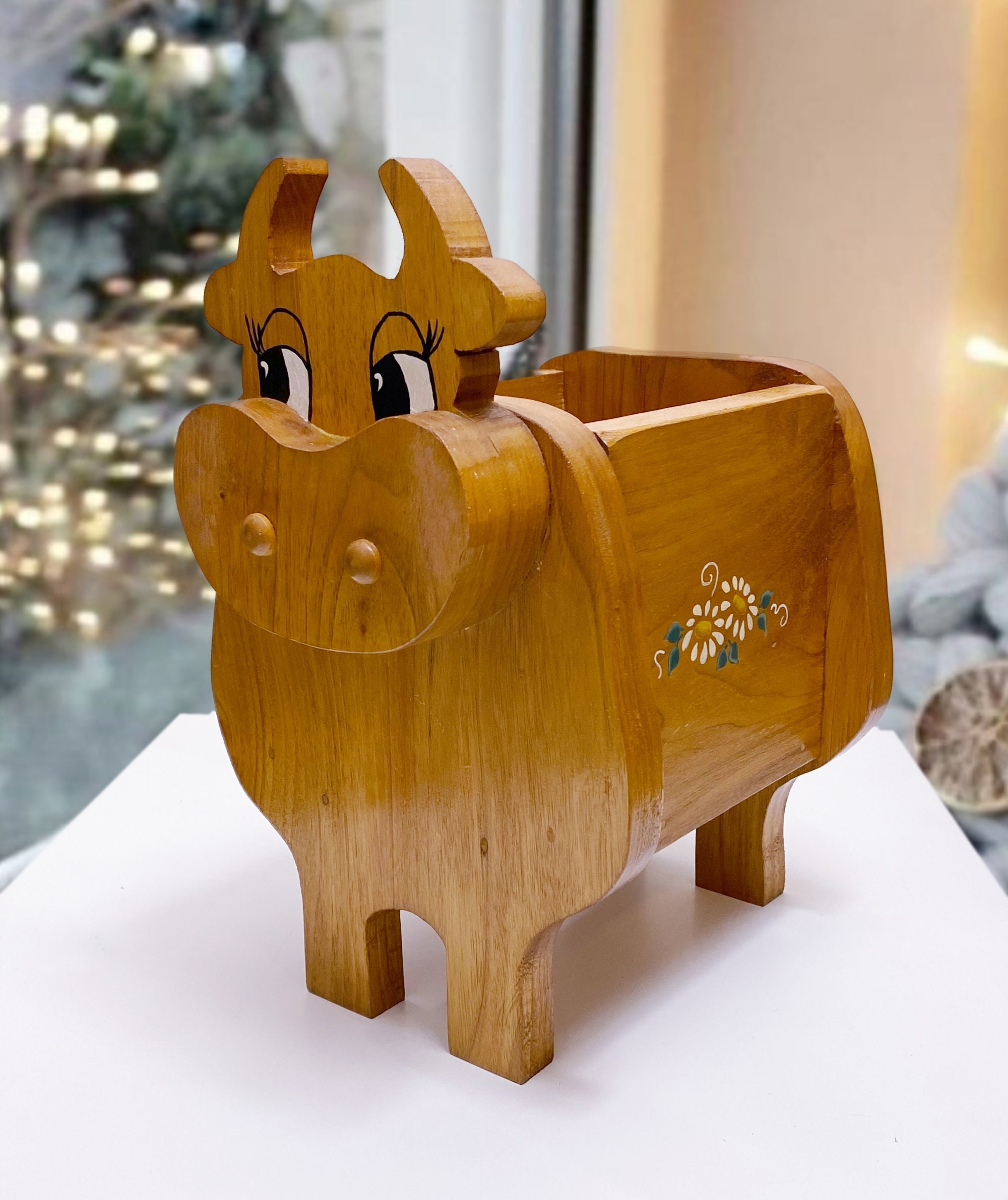 Vintage Wooden Cow Basket Farmhouse Decor - Etsy