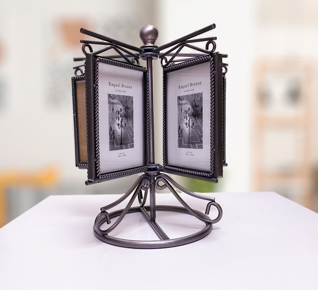 Vintage 10 Photos Carousel Holder Metal Standing Photo Frame Holder ...