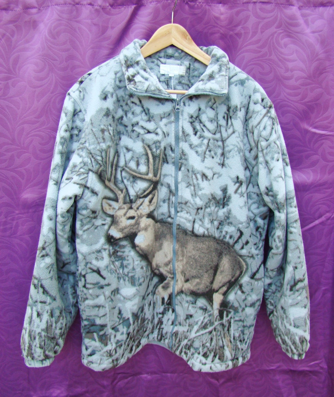 Vintage womens deer print fleece jacket | Etsy