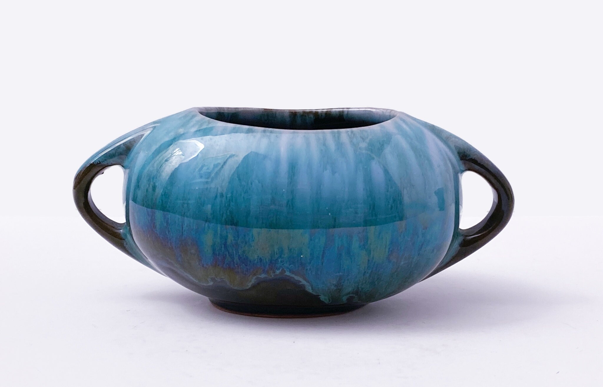 Blue Mountain Pottery Set: Vintage Green Flow Glaze Sugar Bowl, Creamer ...