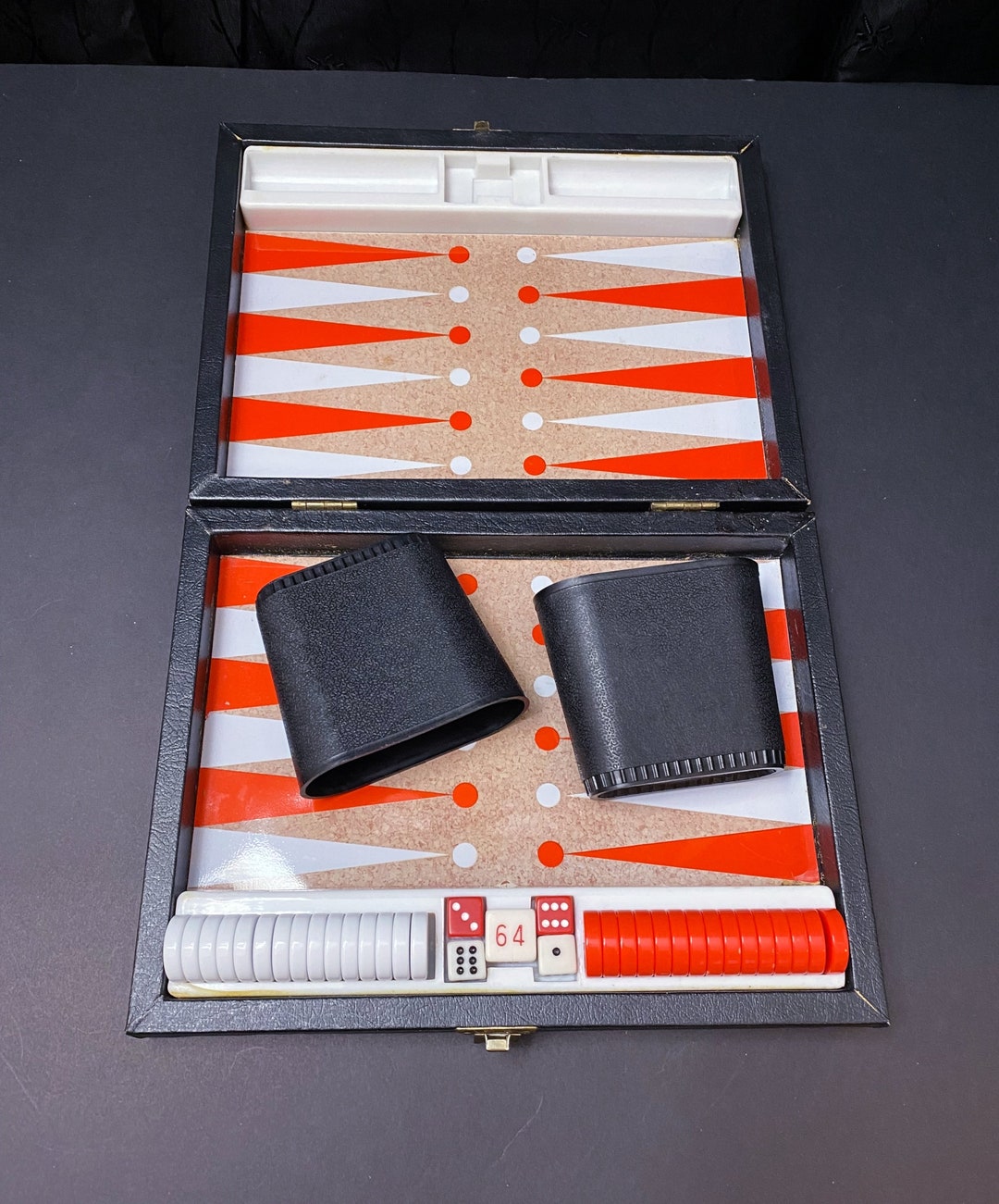 Vintage Deluxe Backgammon Set With Black Leatherette Case Fun Travel ...