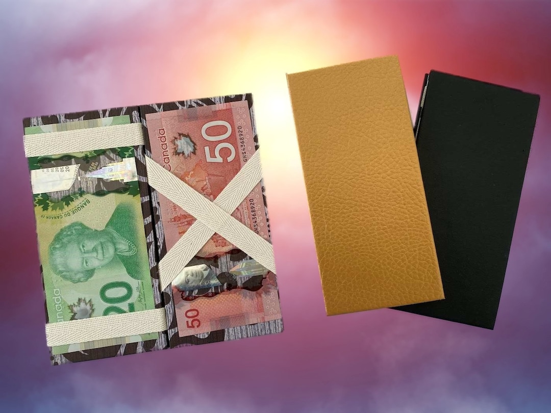 Magic Flip Wallet: Black & Gunmetal PU Leather Money Holder - Etsy