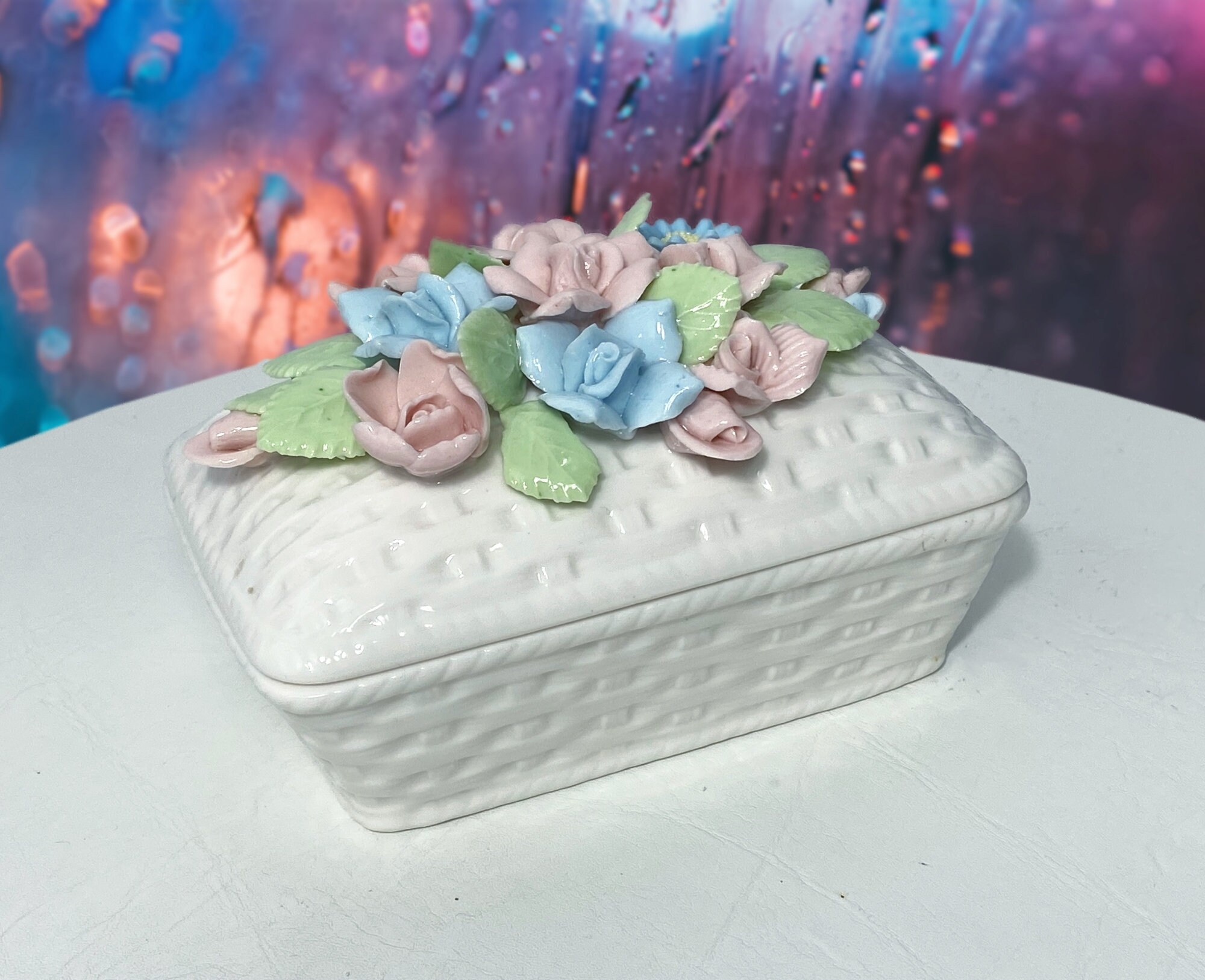 Vintage Porcelain Casket With Lid Porcelain Box With Flowers Floral ...
