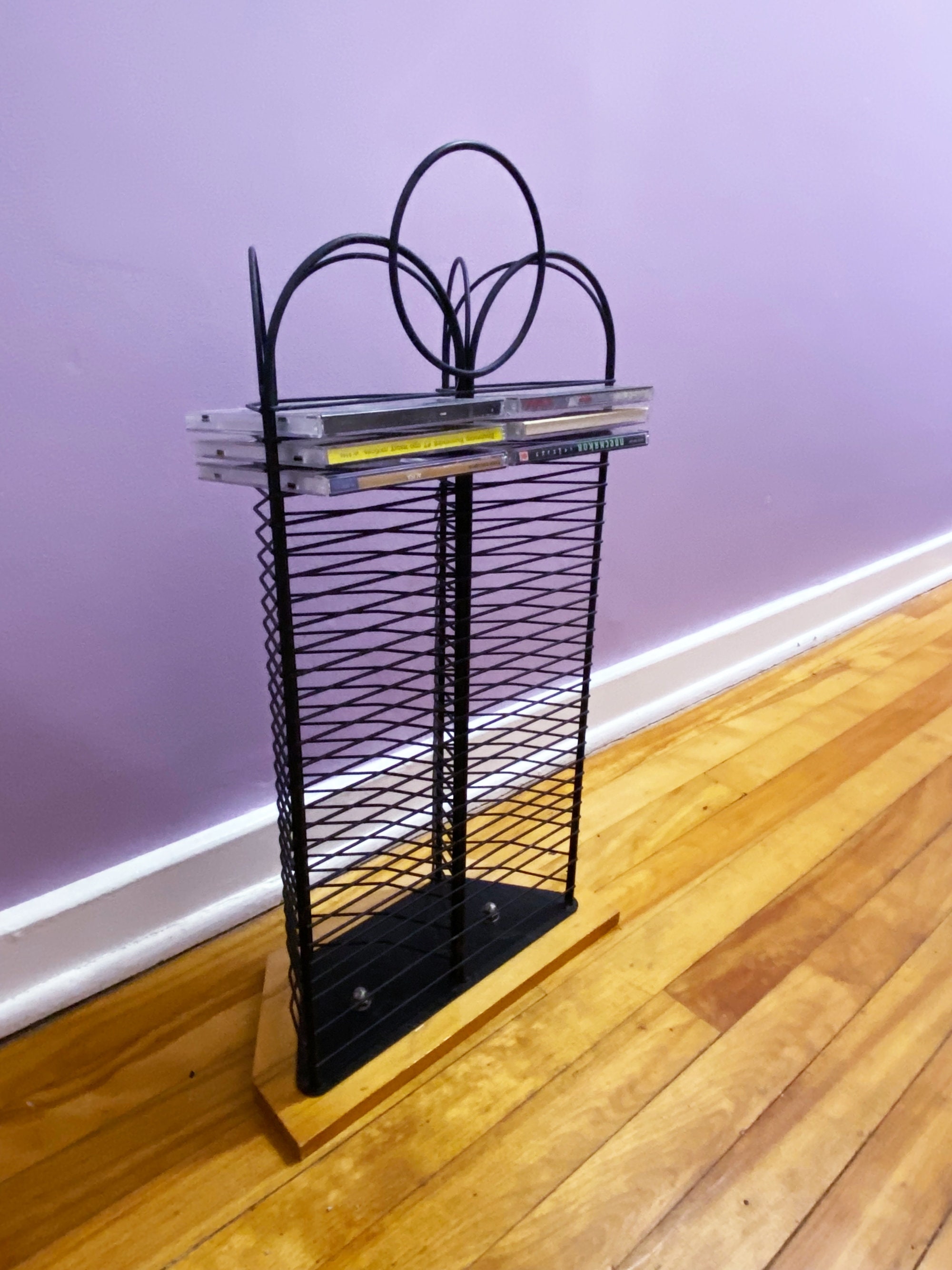 Vintage Steel Storage Holder Case Tower 56 Disc CD Holder Tower Rack CD ...