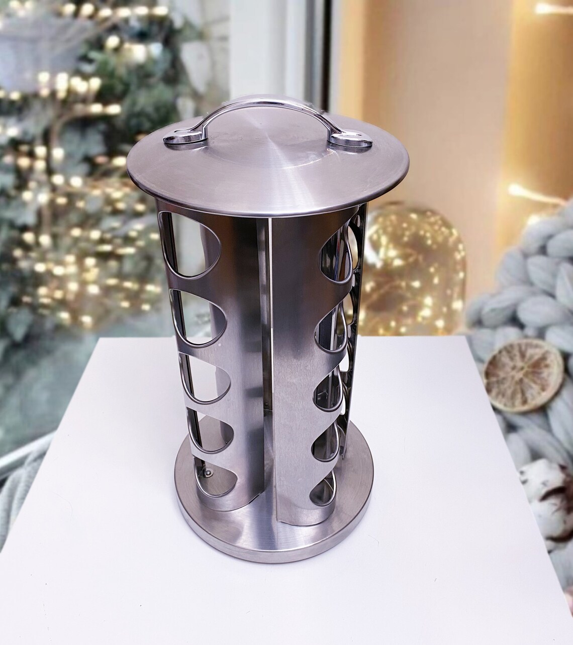 Vintage Counter Top Rotating Spice Rack Carousel Steel Tower Spice Rack ...