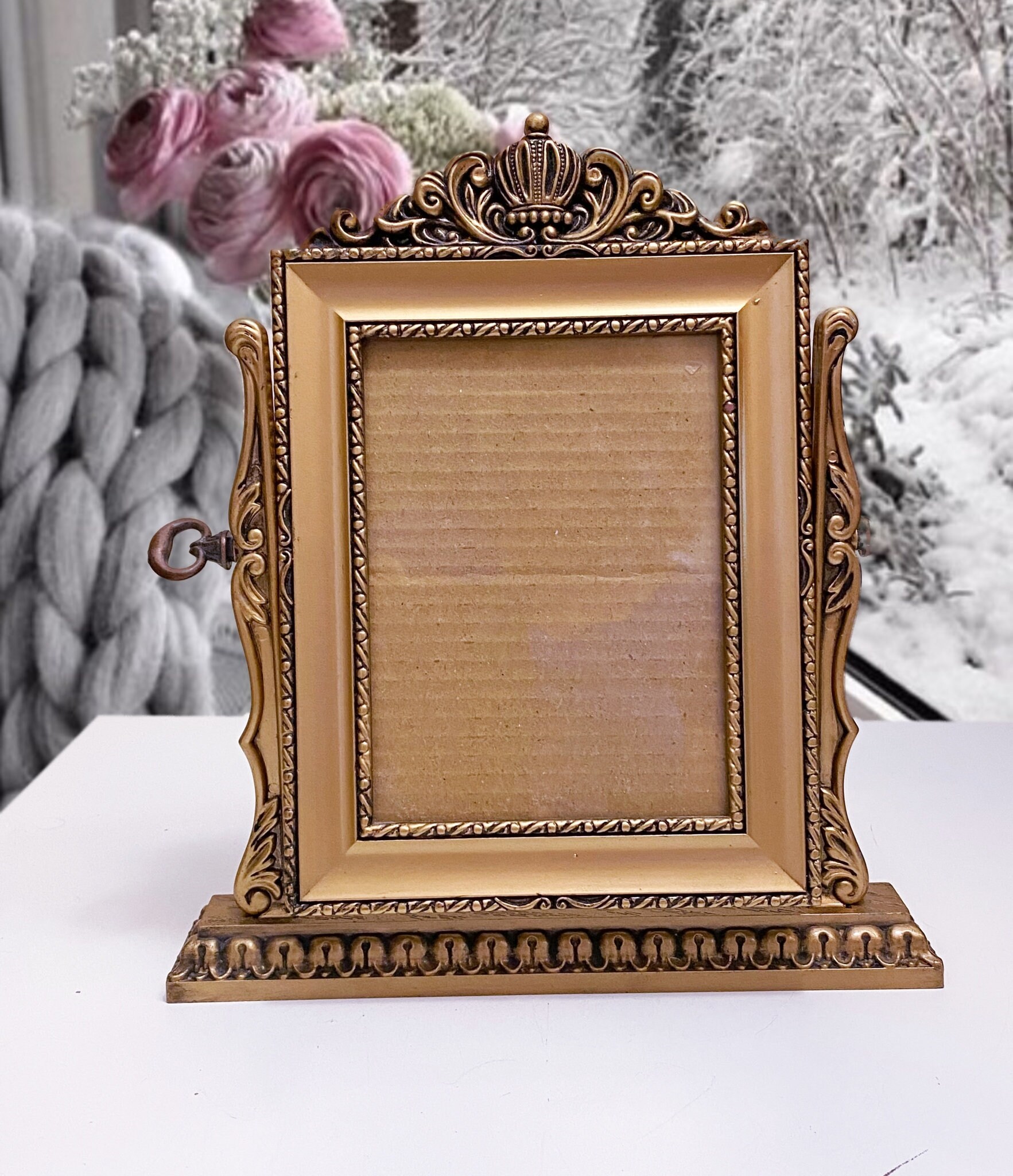 Table Top Acrylic Faux Gold Swivel Frame Tilting Frame Home Decor - Etsy