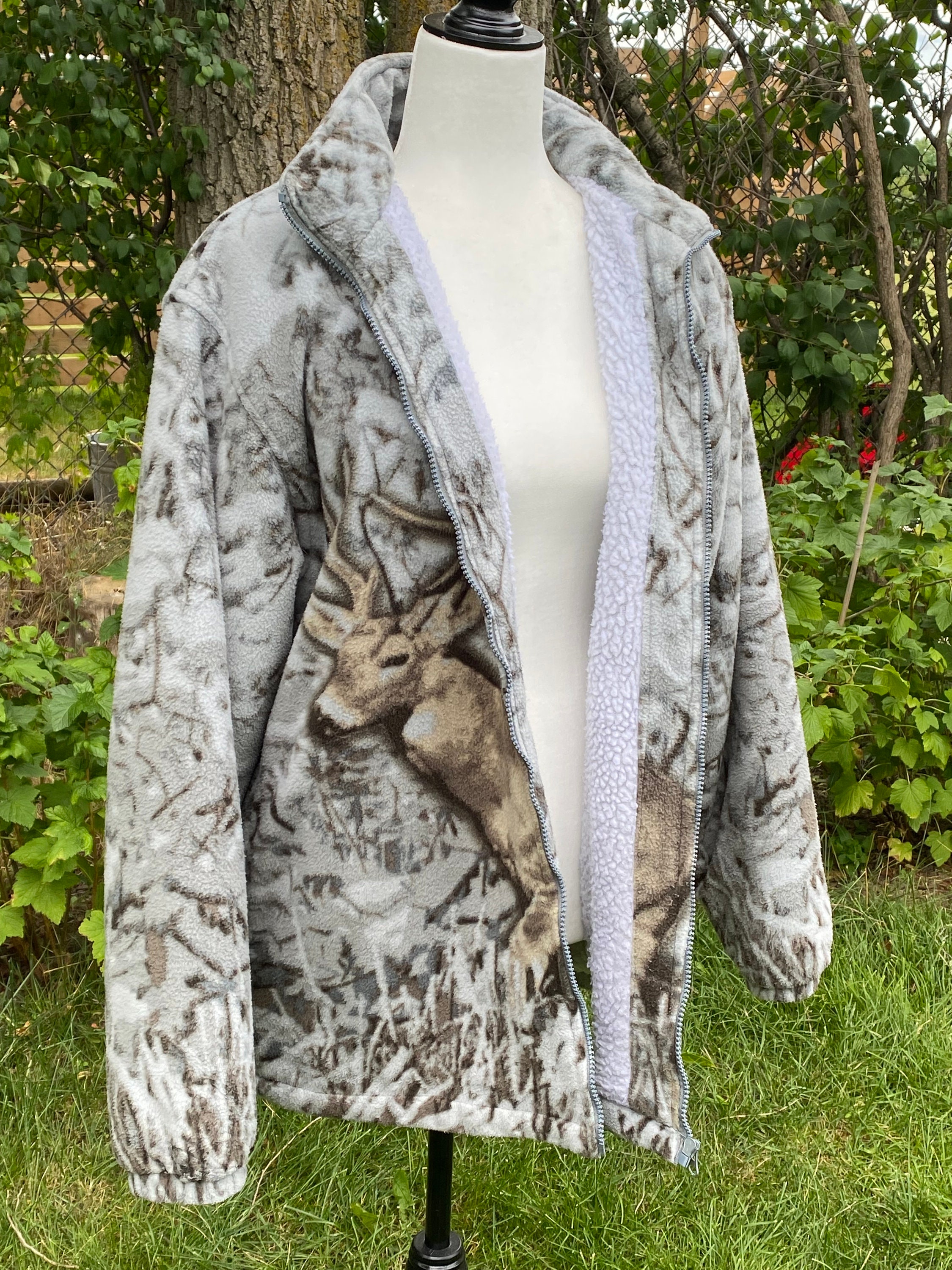 Vintage Womens Deer Print Fleece Jacket - Etsy Canada