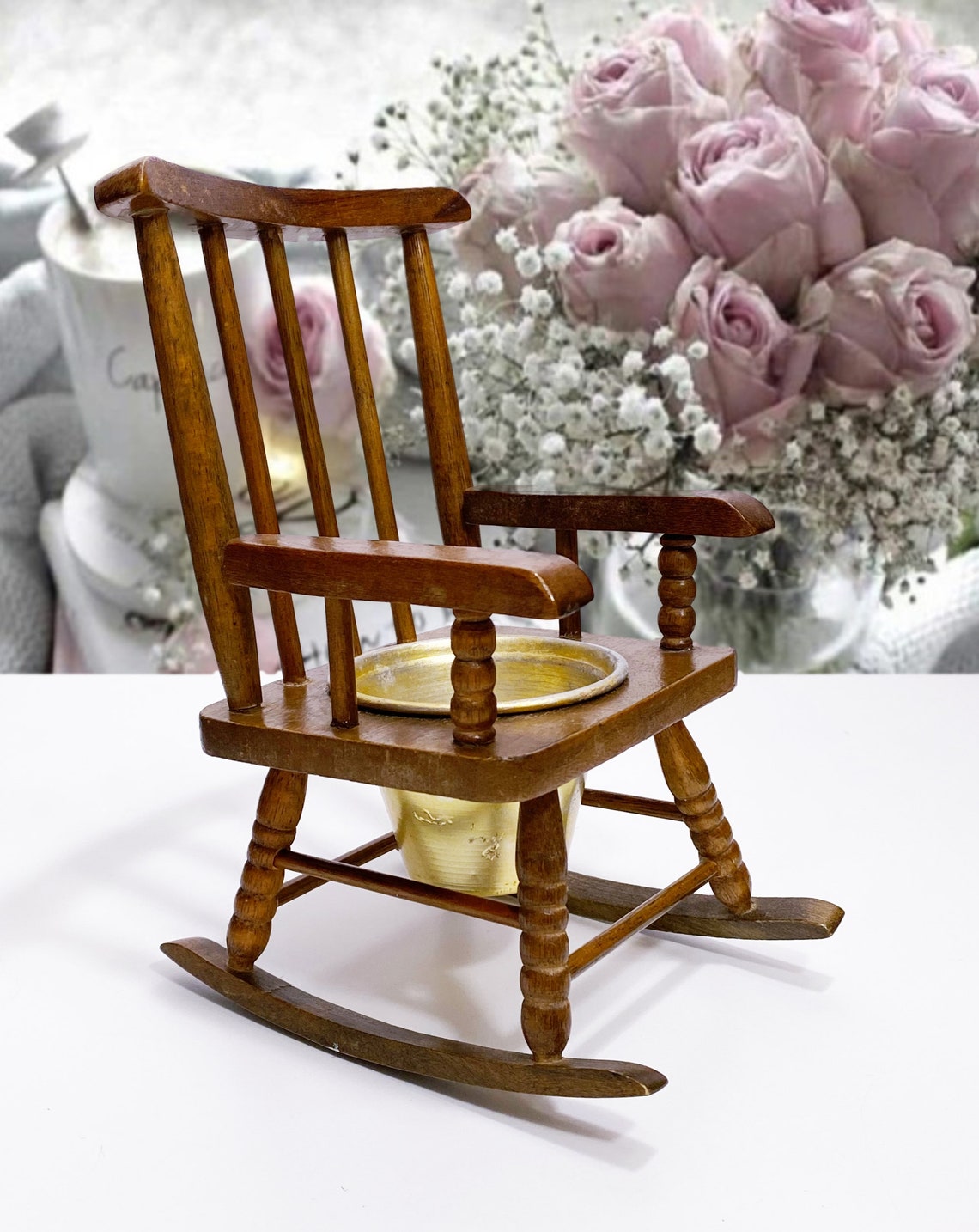 Vintage Wooden Rocking Miniature Chair - Etsy