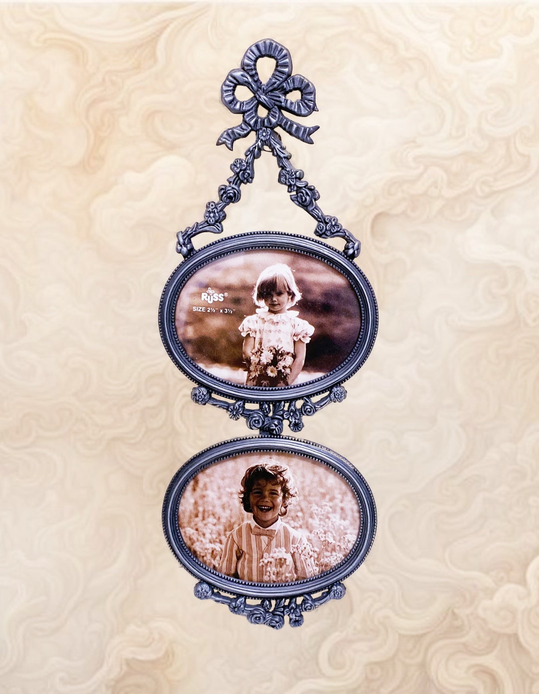 Vintage Bow Double Hanging Photo Picture Frame Pewter Victoriana - Etsy