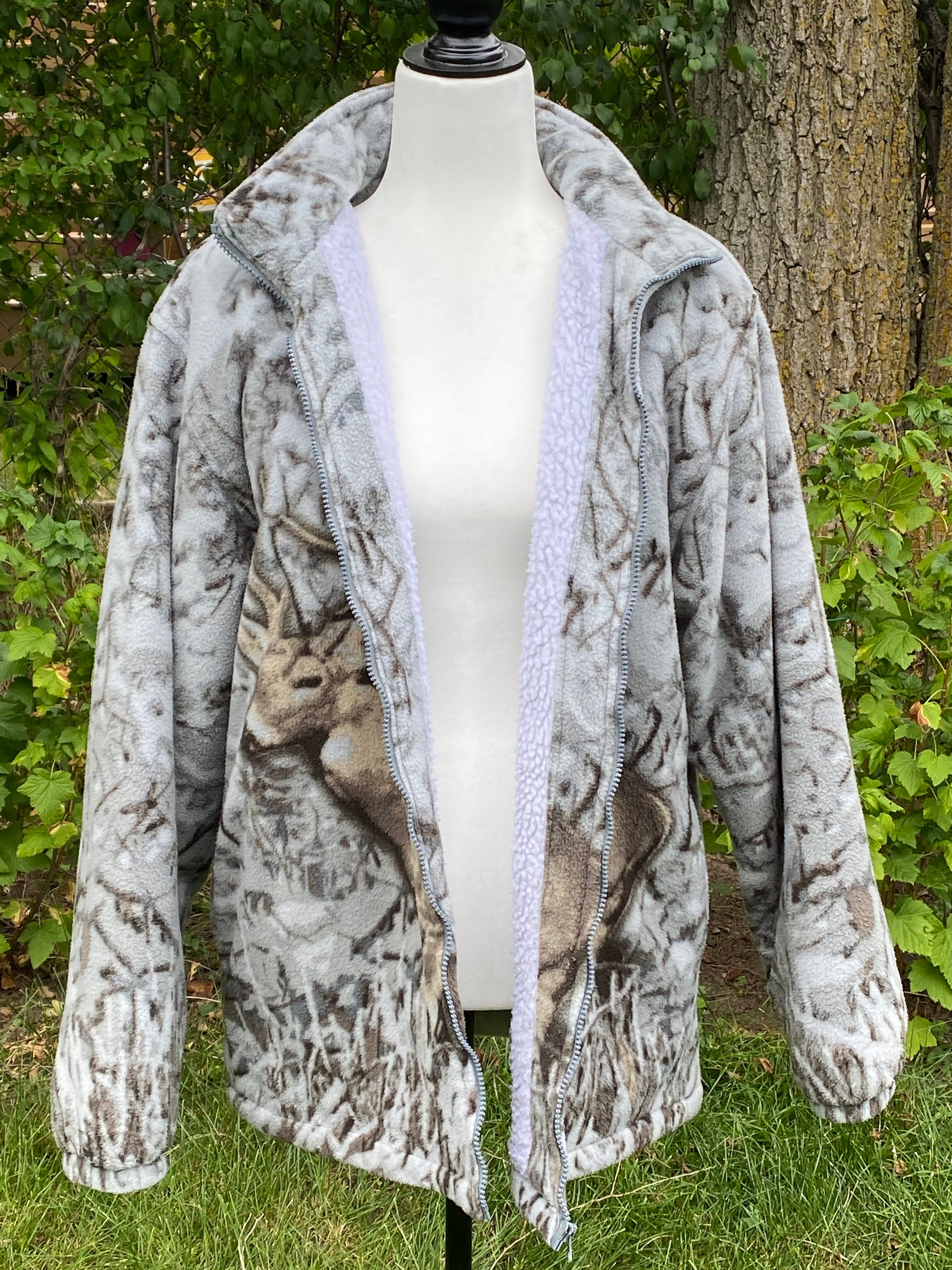 Vintage Womens Deer Print Fleece Jacket - Etsy Canada