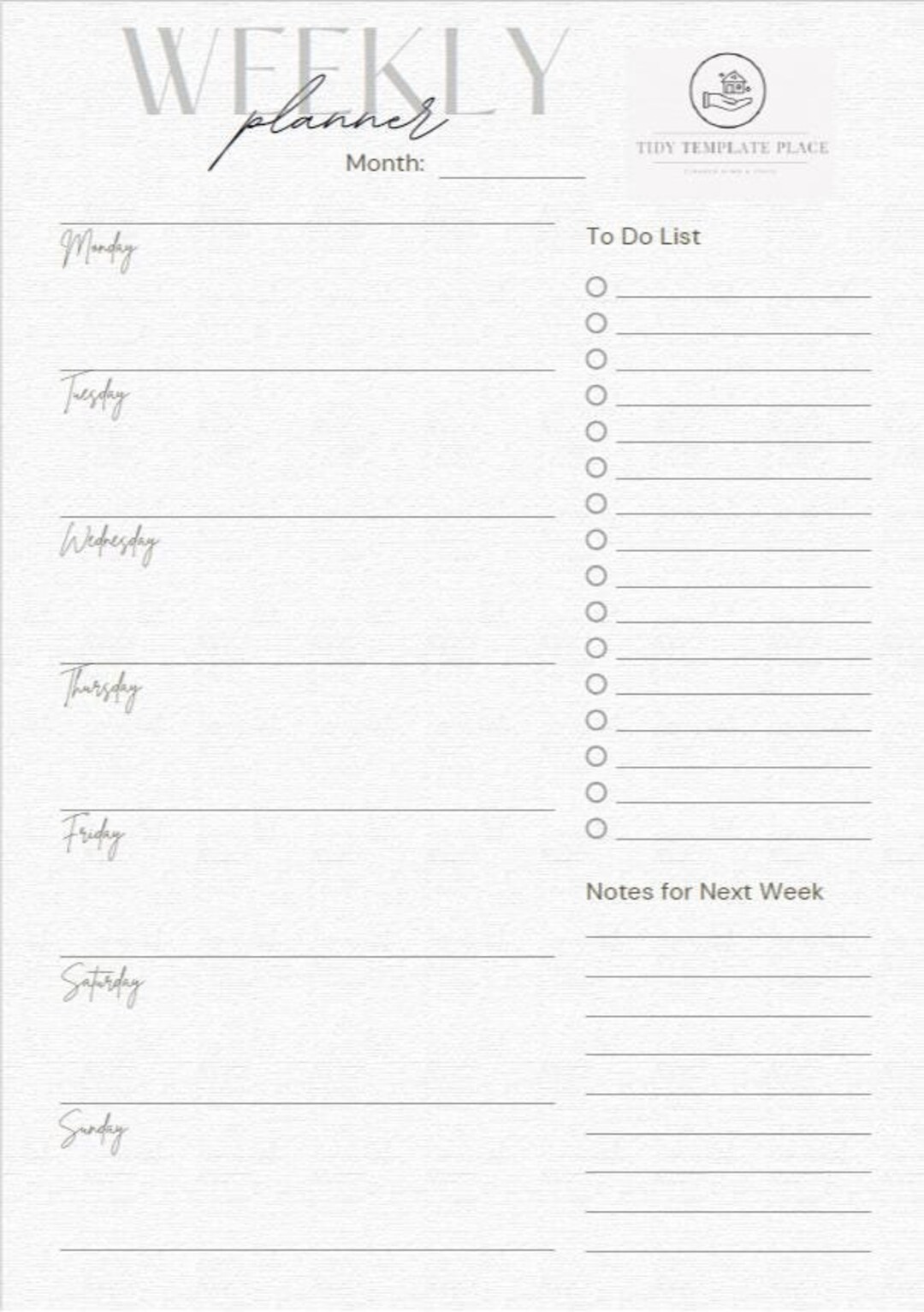 Weekly Planner Printable With to Do List - Etsy