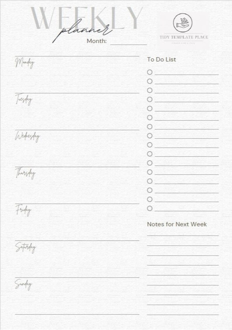 Weekly Planner Printable With to Do List - Etsy