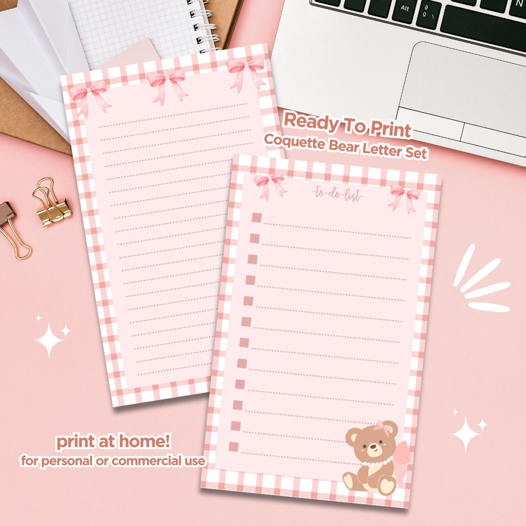 Instant Download | Printable Coquette Bear Letter Set- Pink Letter ...