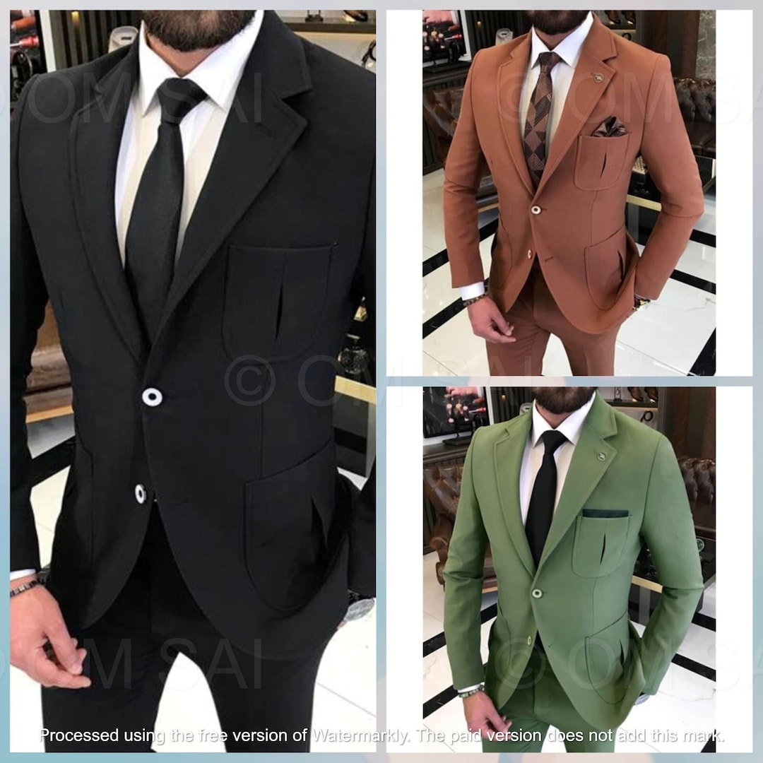 Luxury Men Wool Lycra Safari Suits 2 Piece Slim Fit Elegant - Etsy