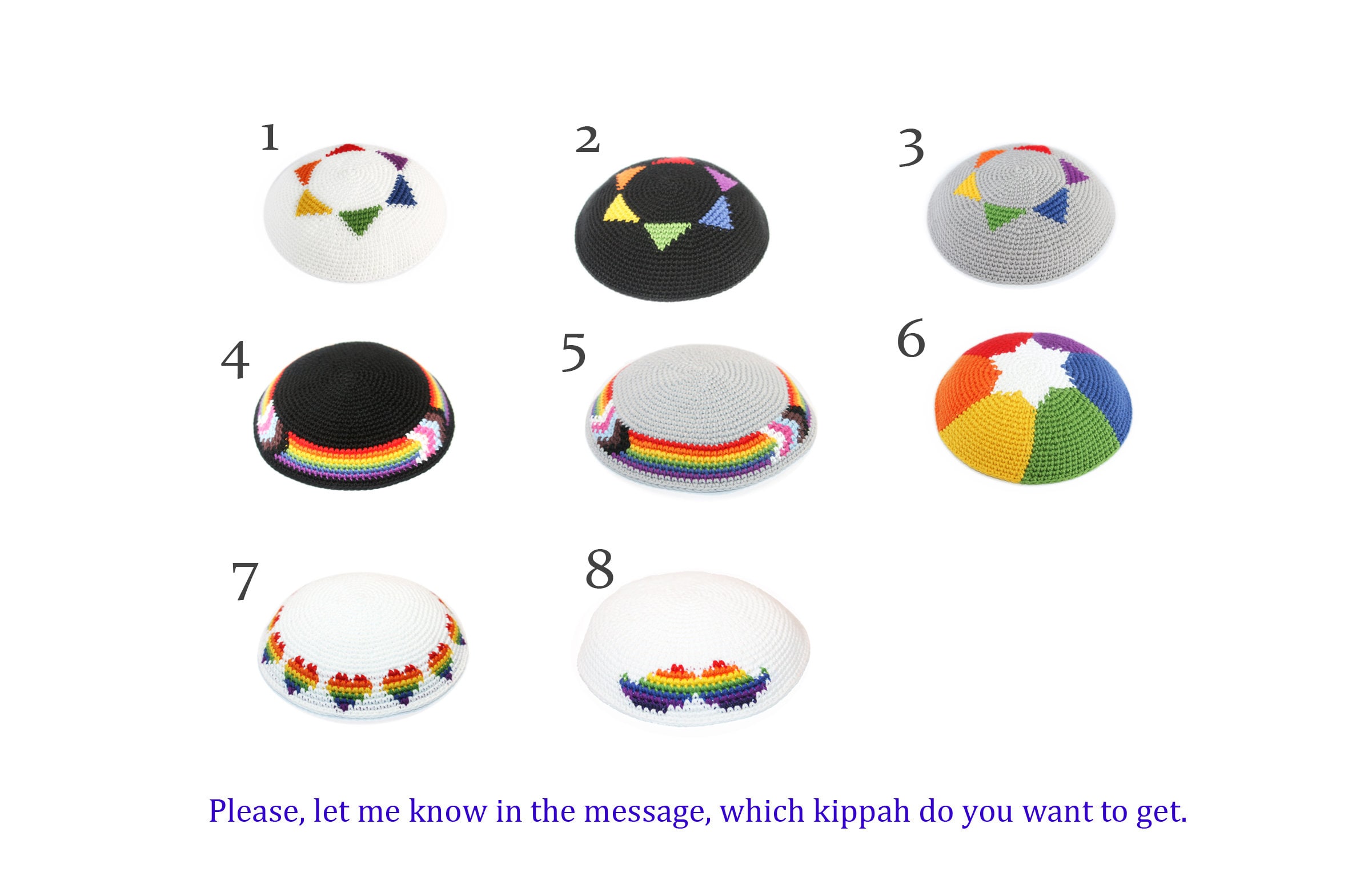 Custom Kippah LGBT Rainbow Real Handmade Knit Crochet - Etsy