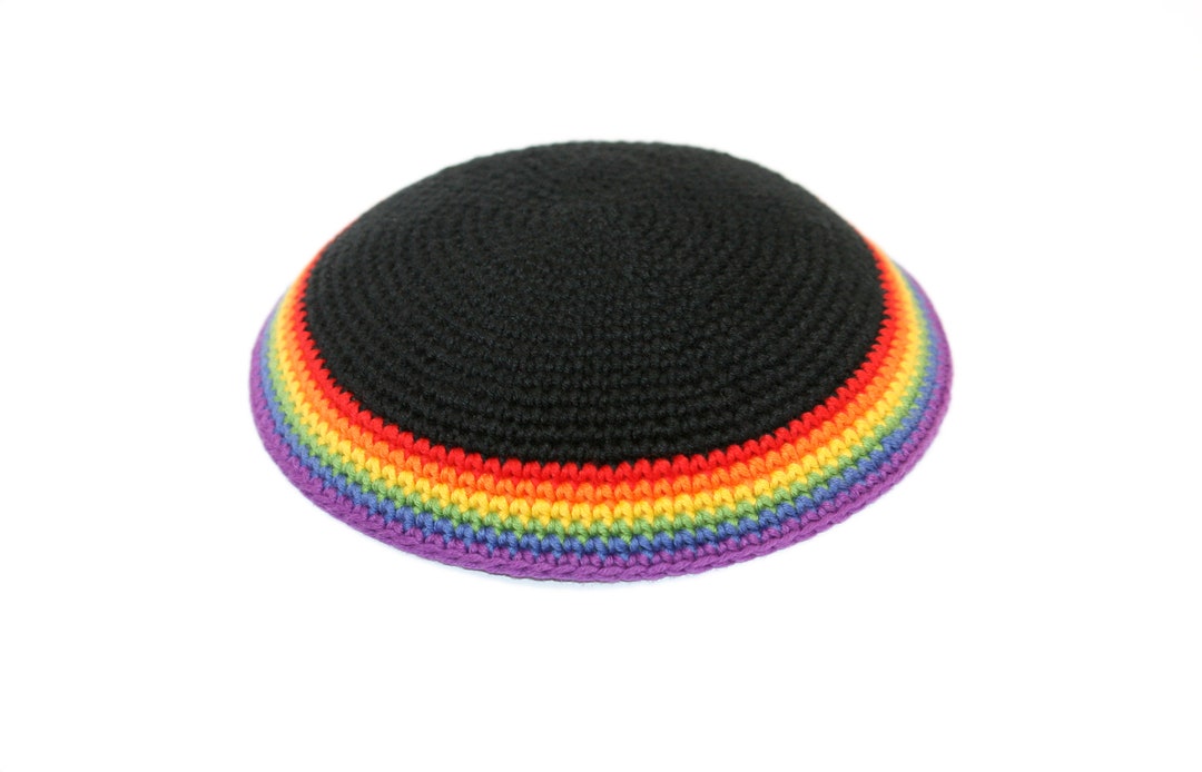 Kippah, LGBT, Rainbow, Black, Knit, Crochet, Real Handmade - Etsy