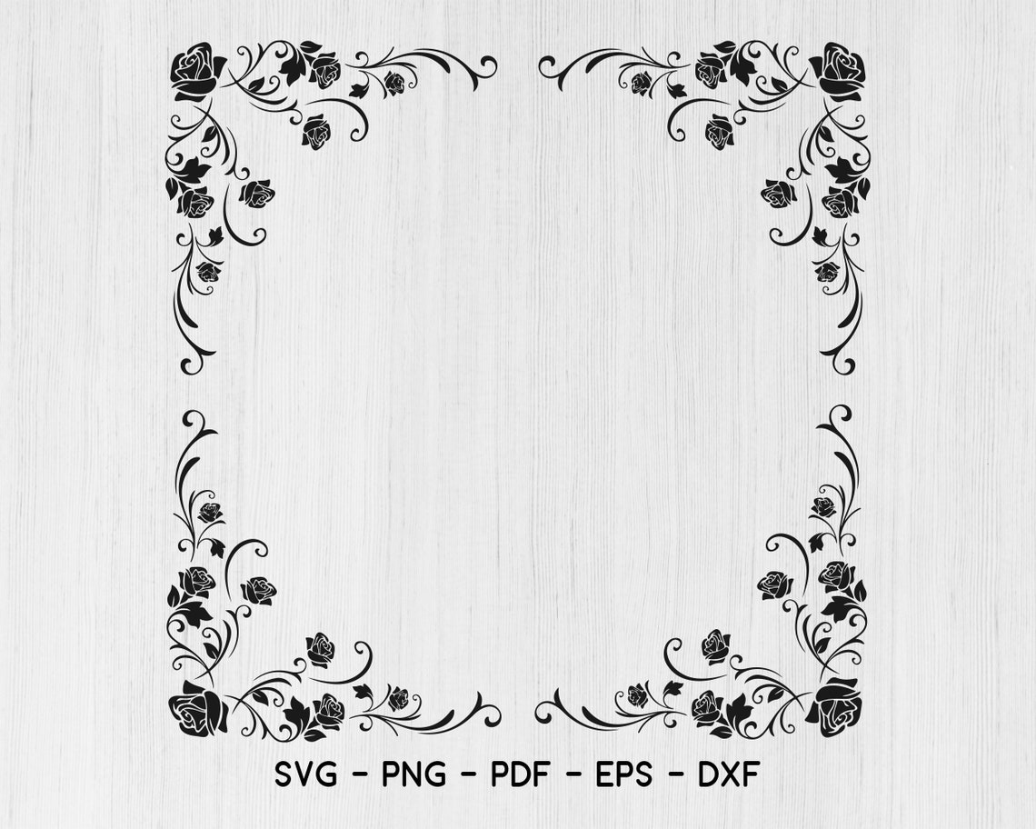 Rose Svg,flower Svg,rose Silhouette Svg,cut Files,rose Frame Svg,rose ...