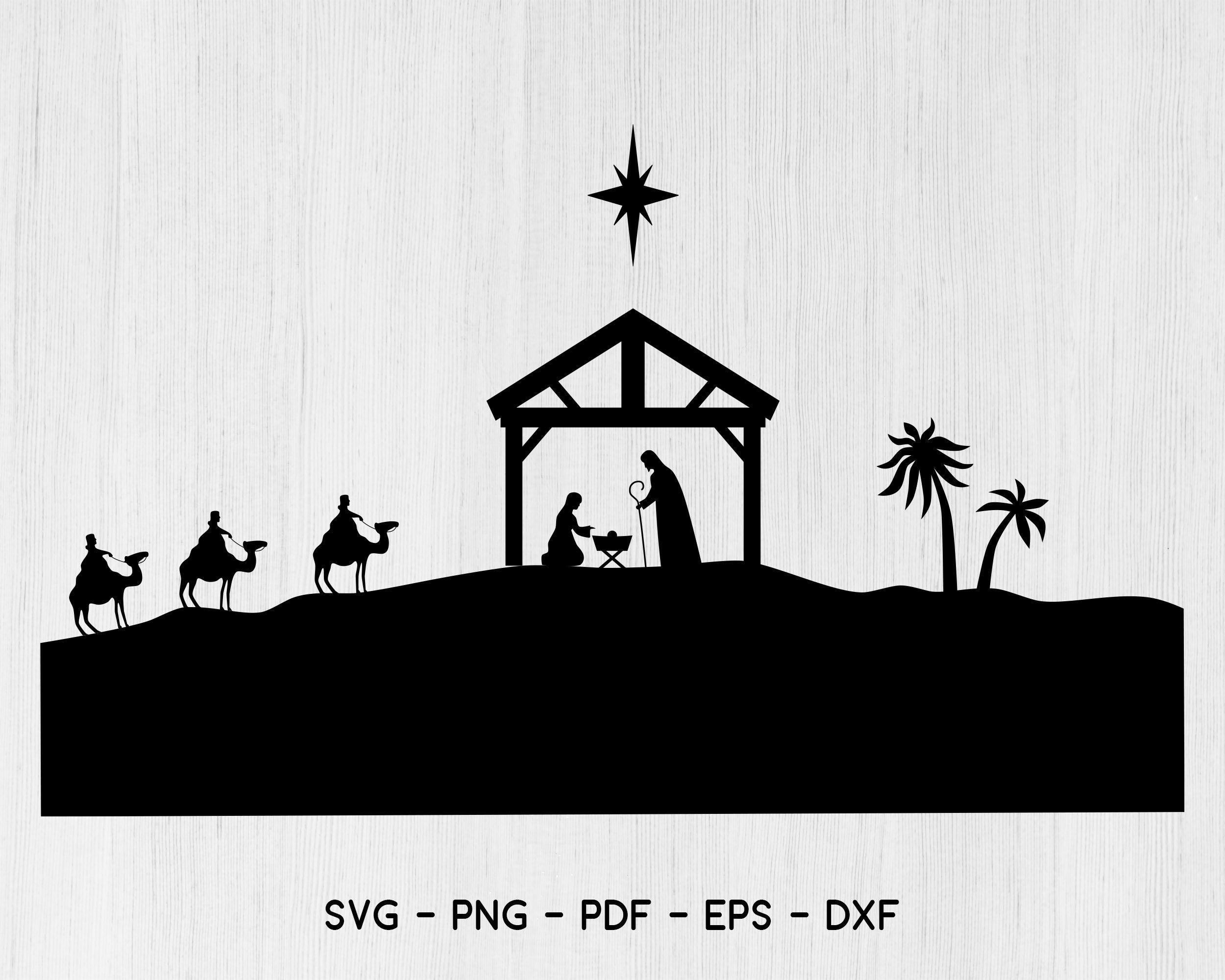 Nativity Scene Clipart Black And White