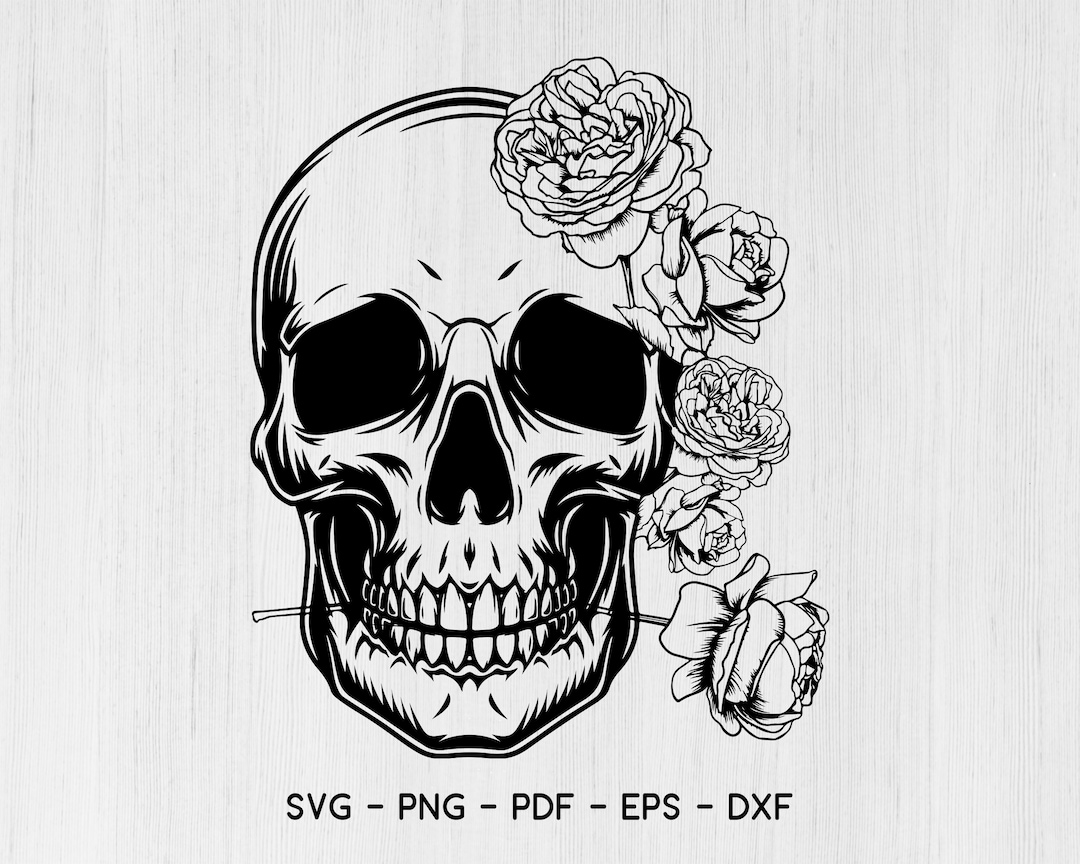 Skull Svg Floral Skull Svg Flower Skull Svg Flower Skull Etsy
