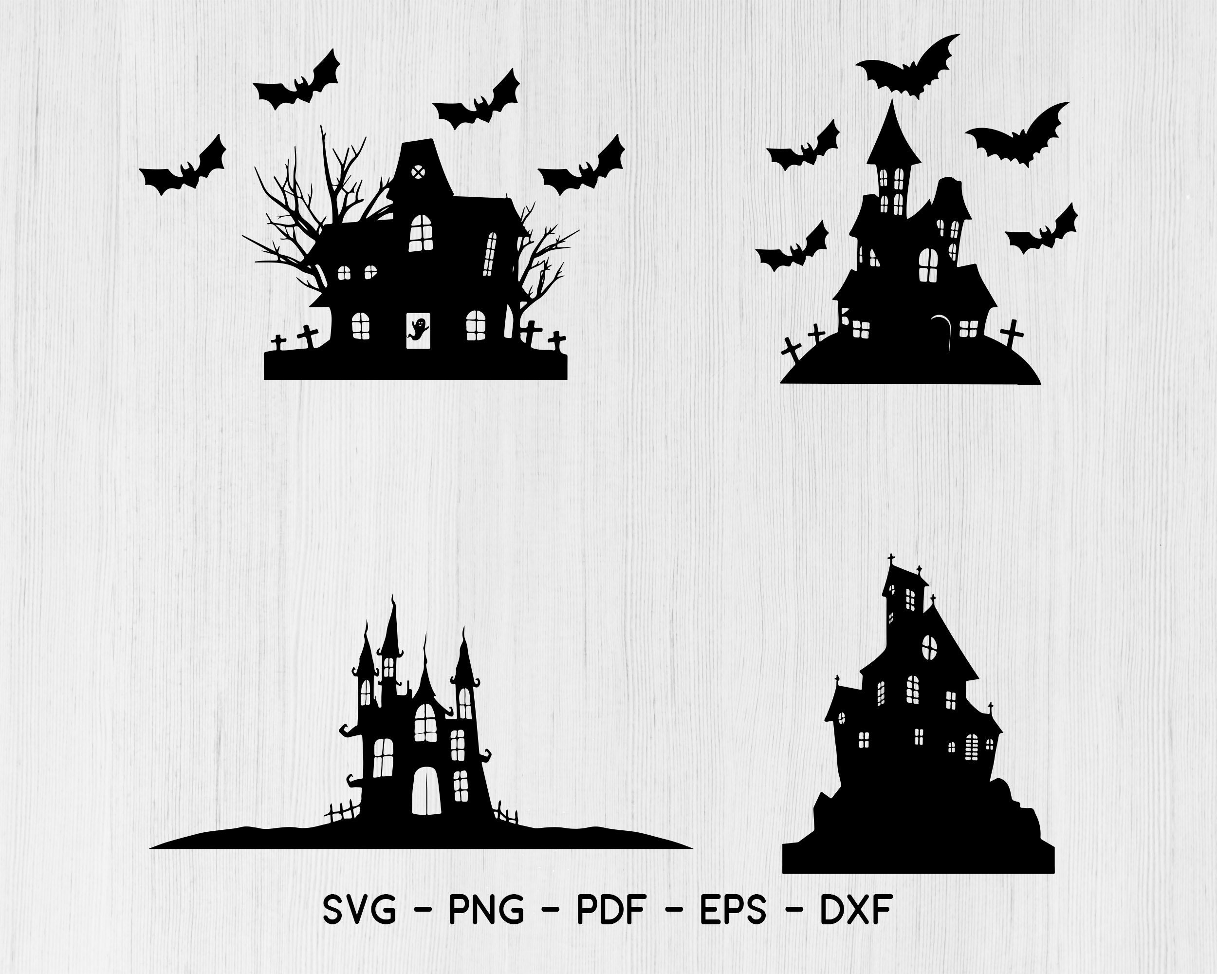Halloween Haunted House Svghalloween Clipart Dxf File Fall - Etsy