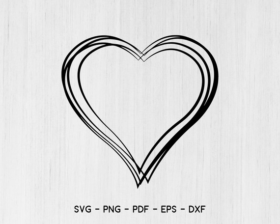 Heart SVG Svg Pdf Dxf Eps Png Hand Drawn Svg Scribble | Etsy