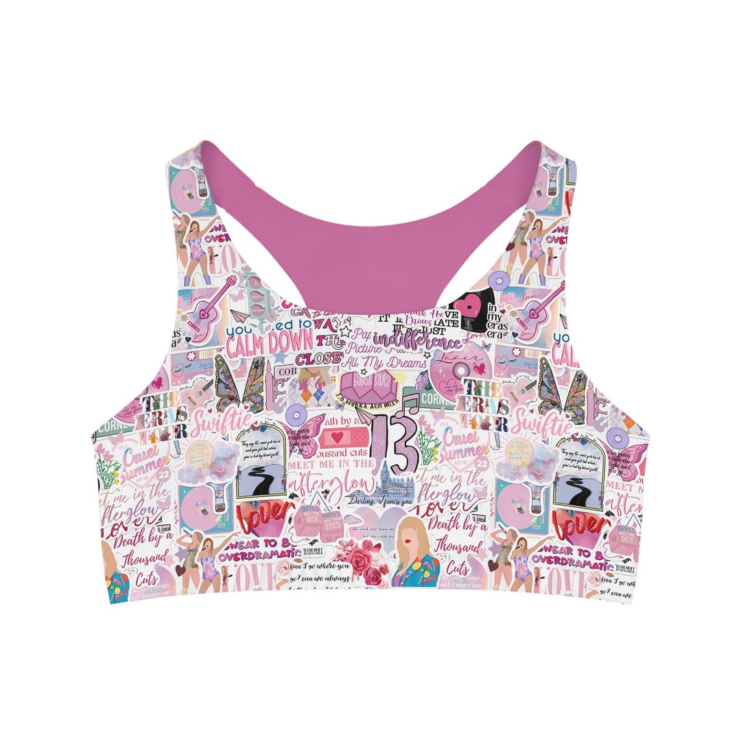 Swiftie Collage Pink Teen Adult Seamless Sports Bra - Etsy
