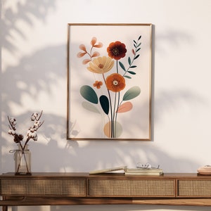 Boho Floral Prints, Boho Wall Art Set of 4, Floral Boho Poster ...