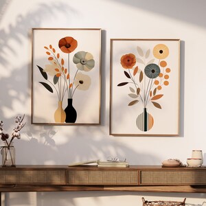 Boho Floral Prints, Boho Wall Art Set of 4, Floral Boho Poster ...