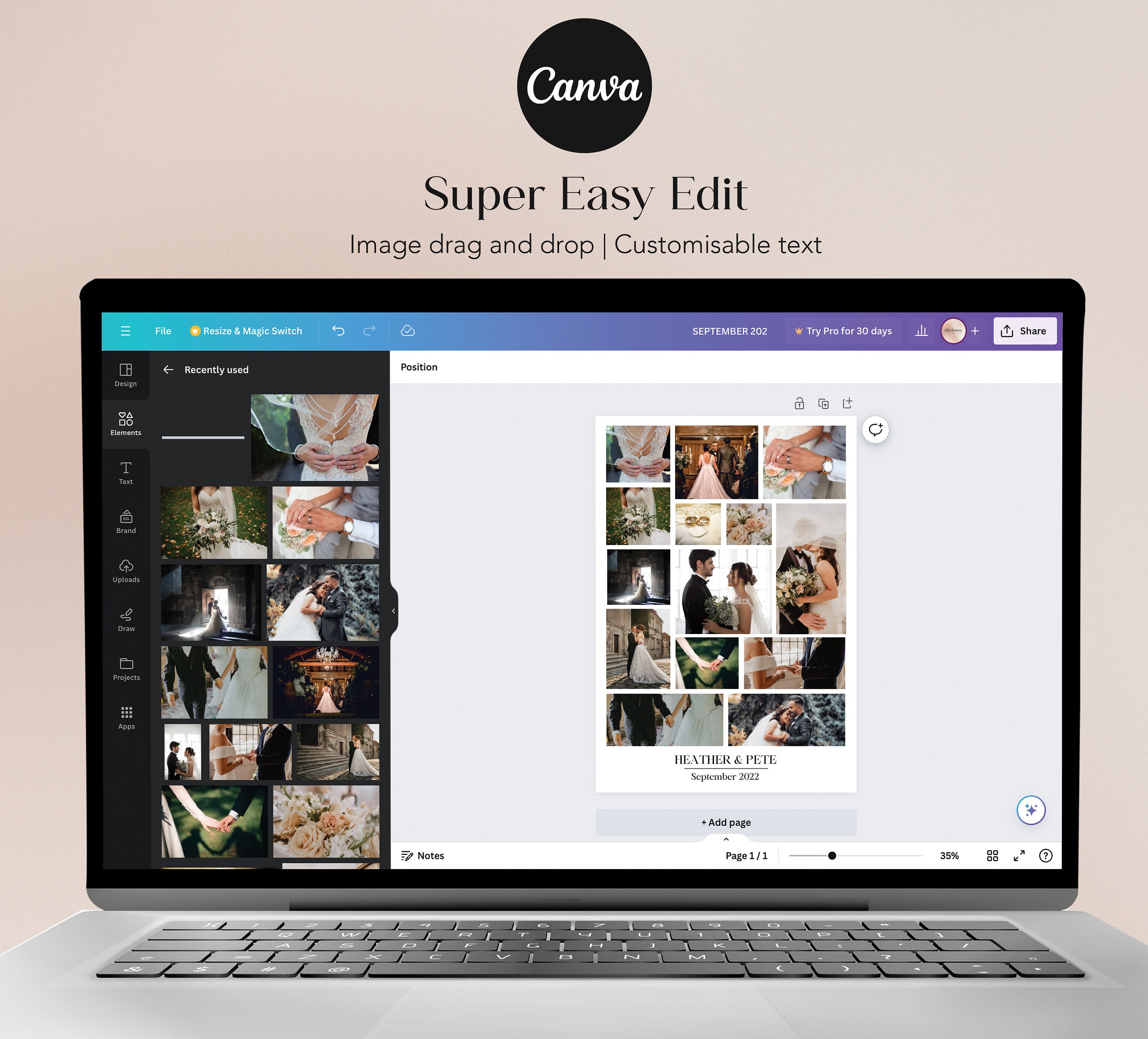 Photo Collage Template Editable Photo Grid Photography Collage A3 ...