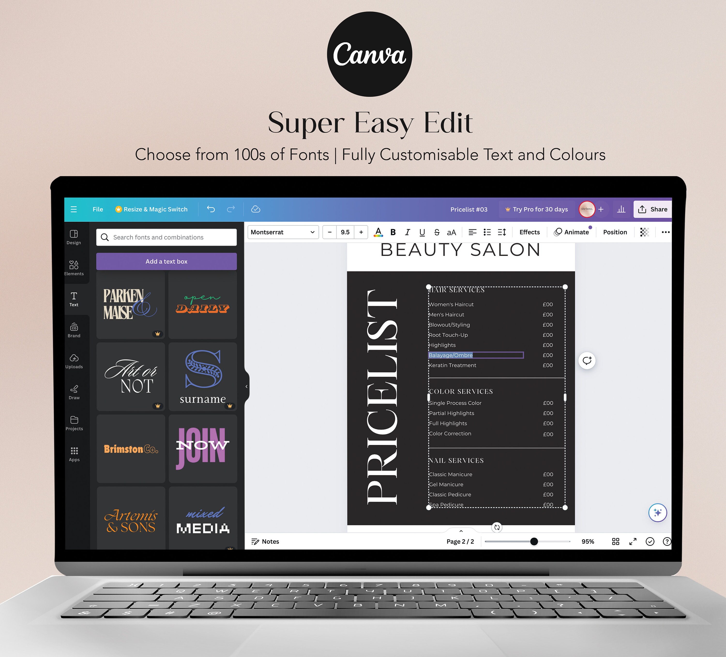 A5 Pricelist, DIY Flyer Template Design, Price Sheet, Pricelist Flyer ...