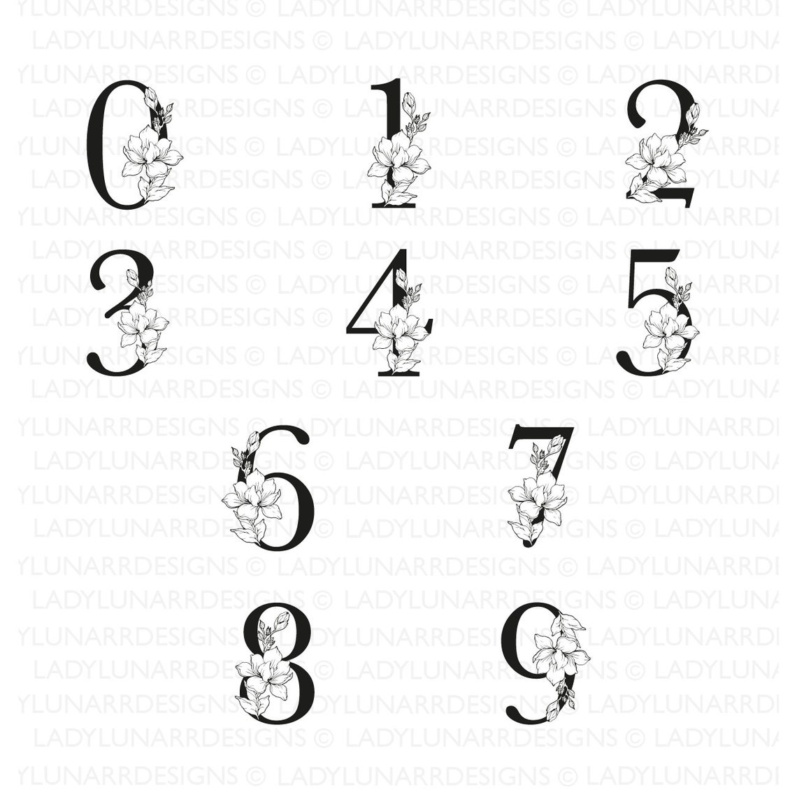 Floral Alphabet & Numbers Svg Monogram Alphabet Floral Svg - Etsy