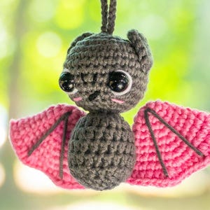 Cute Car Accessory for Women Teens, Pink Bat Plush Rear View Mirror Car ...