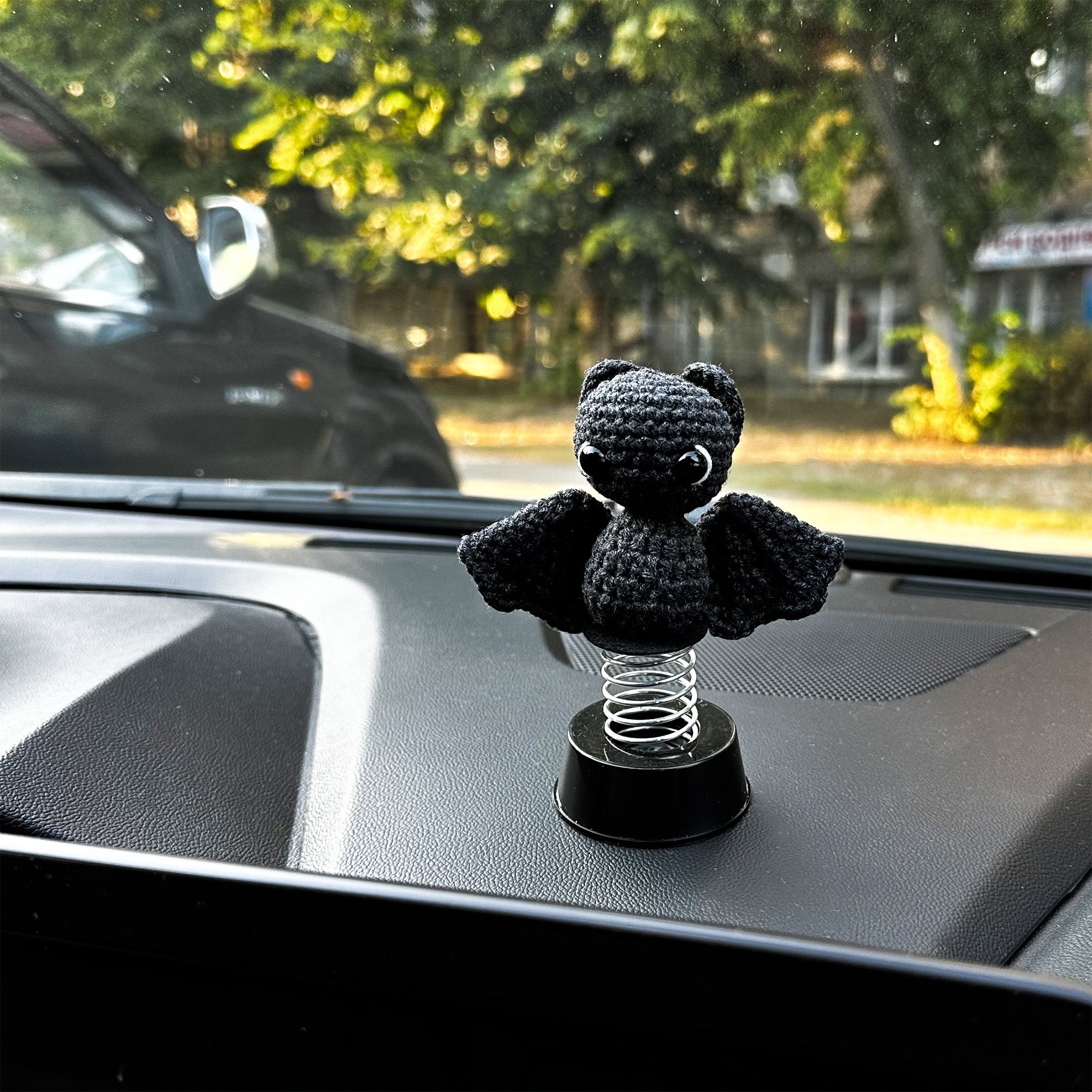 Crochet Bat Car Decor Dashboard Bobblehead, Goth Car Interior - Etsy