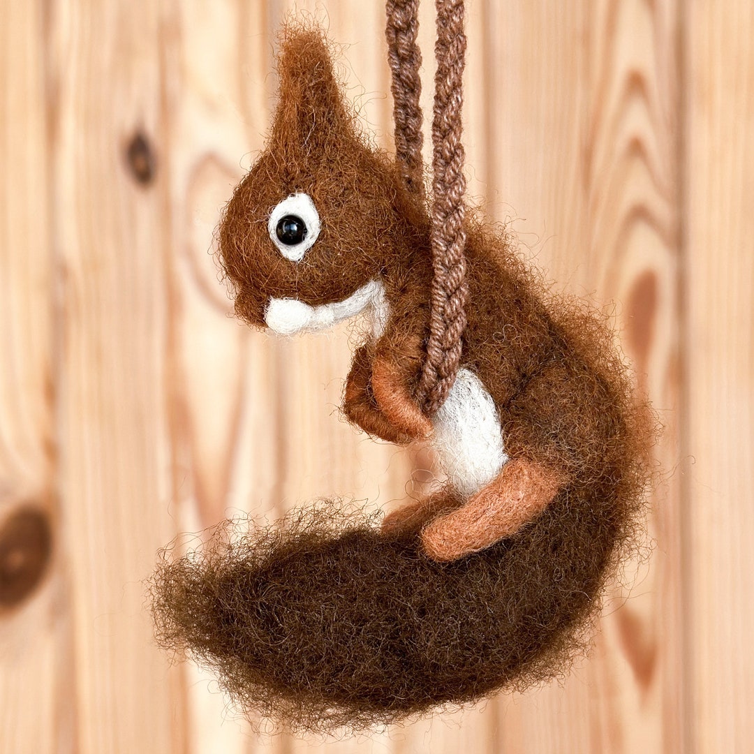 Needle Felted Red Squirrel Ornament Hanging Decor, Lifelike Mini ...