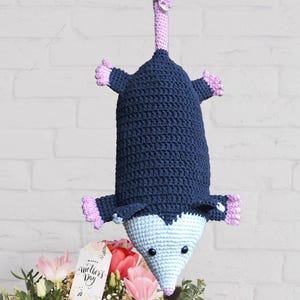 Possum Christmas Stocking Crochet Opossum, Holiday Stocking Possum Bag ...