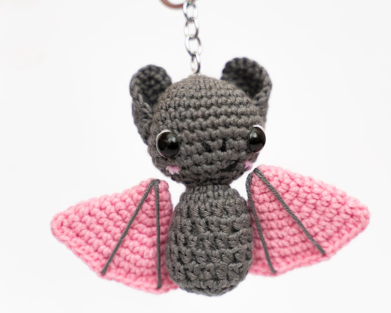 Crochet Keychain Crochet Animals Plush Keychain Mini Bat - Etsy