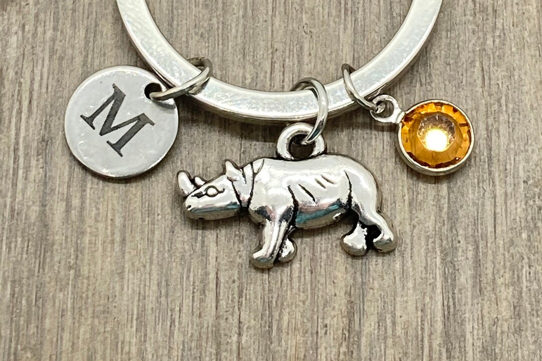 Rhinoceros Keychain for Her Rhino Keyring for Him African - Etsy
