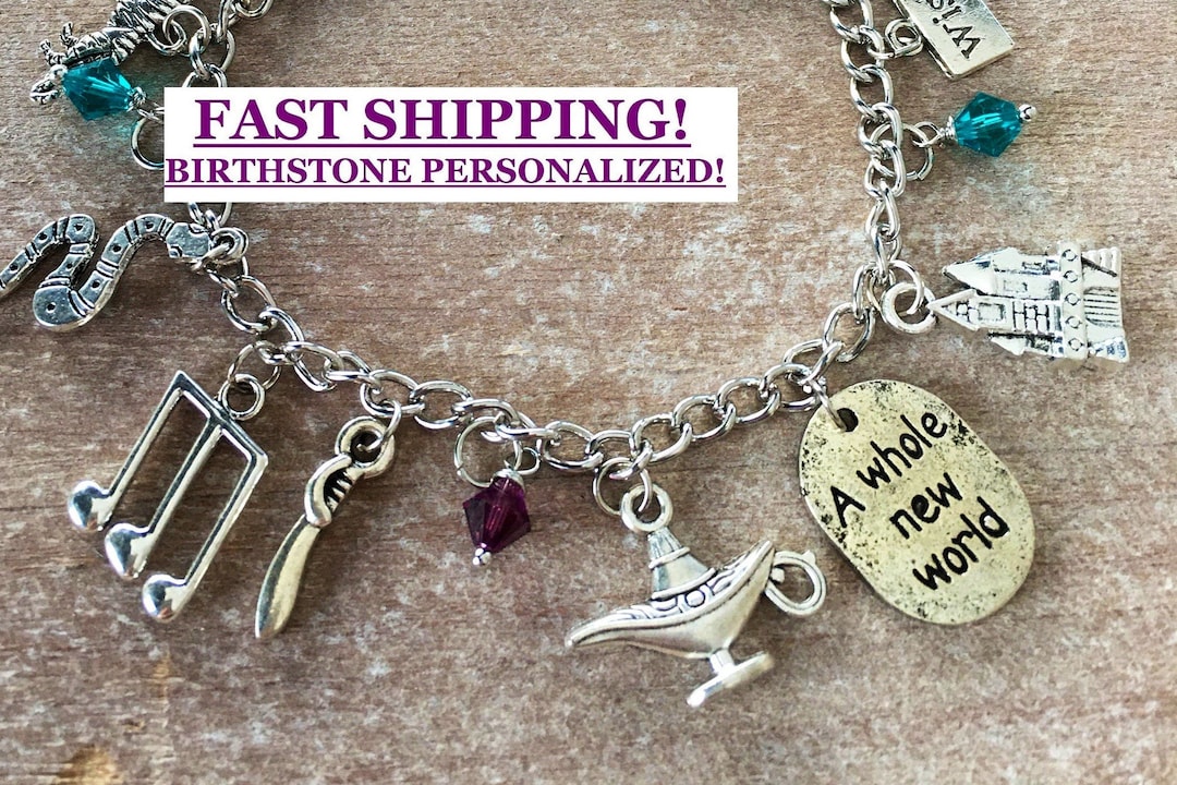 ALADDIN Aladdin Charm Bracelet Cartoon Charm Bracelet Princess Jasmine ...