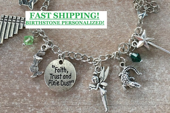 TINKER BELL Tinkerbell Charm Bracelet Peter Pan Disney | Etsy