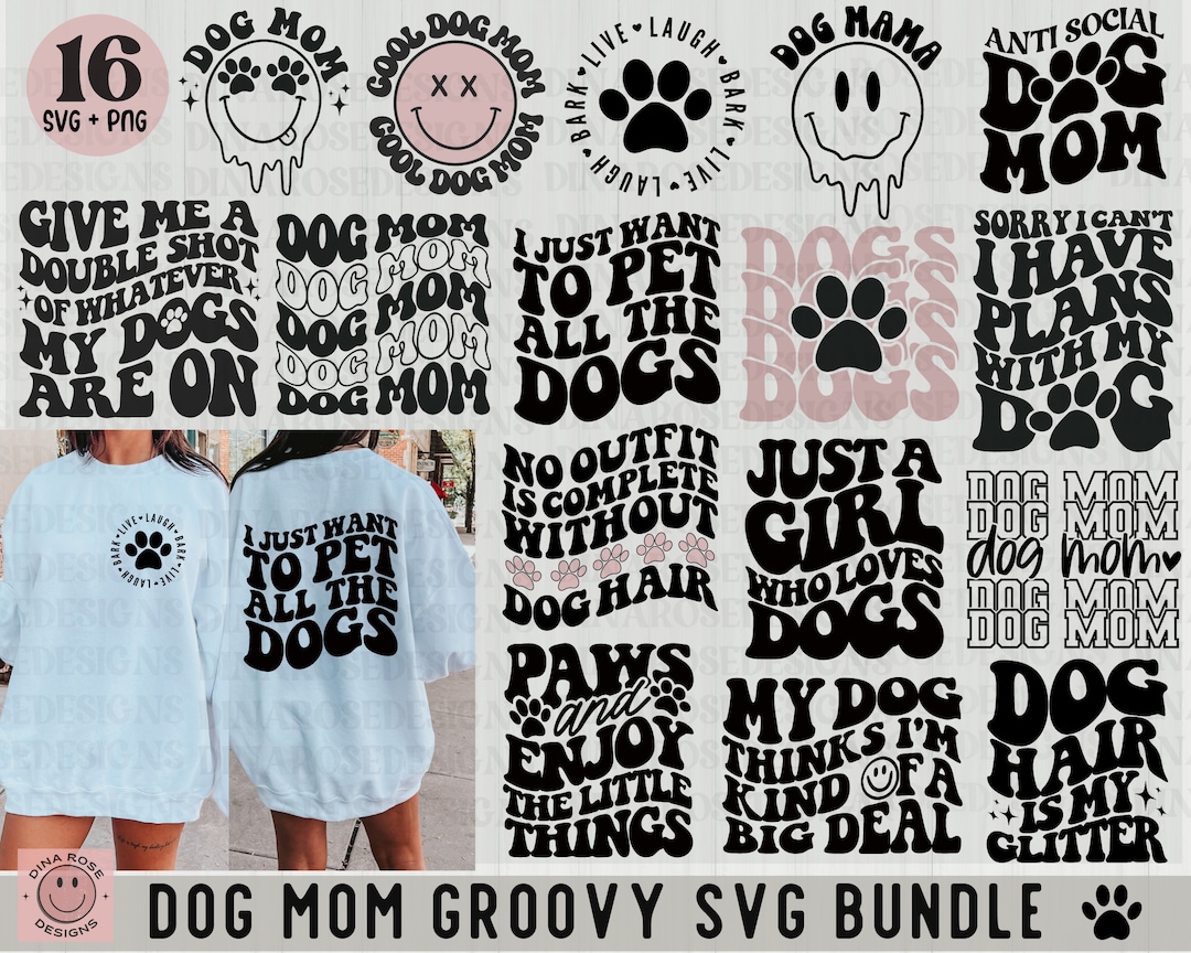 Dog Mom Svg Bundle, Dog Mama Svg Bundle, Retro Dog Mom Svg, Dog Quotes ...