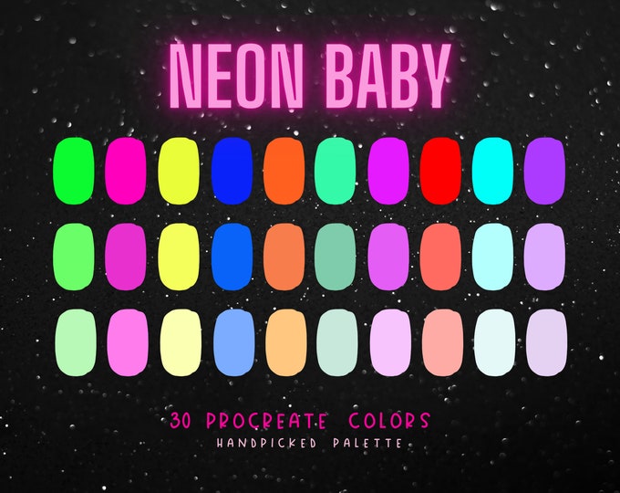 Neon Procreate Color Palette, 30 Swatches, Instant Download - Etsy Canada