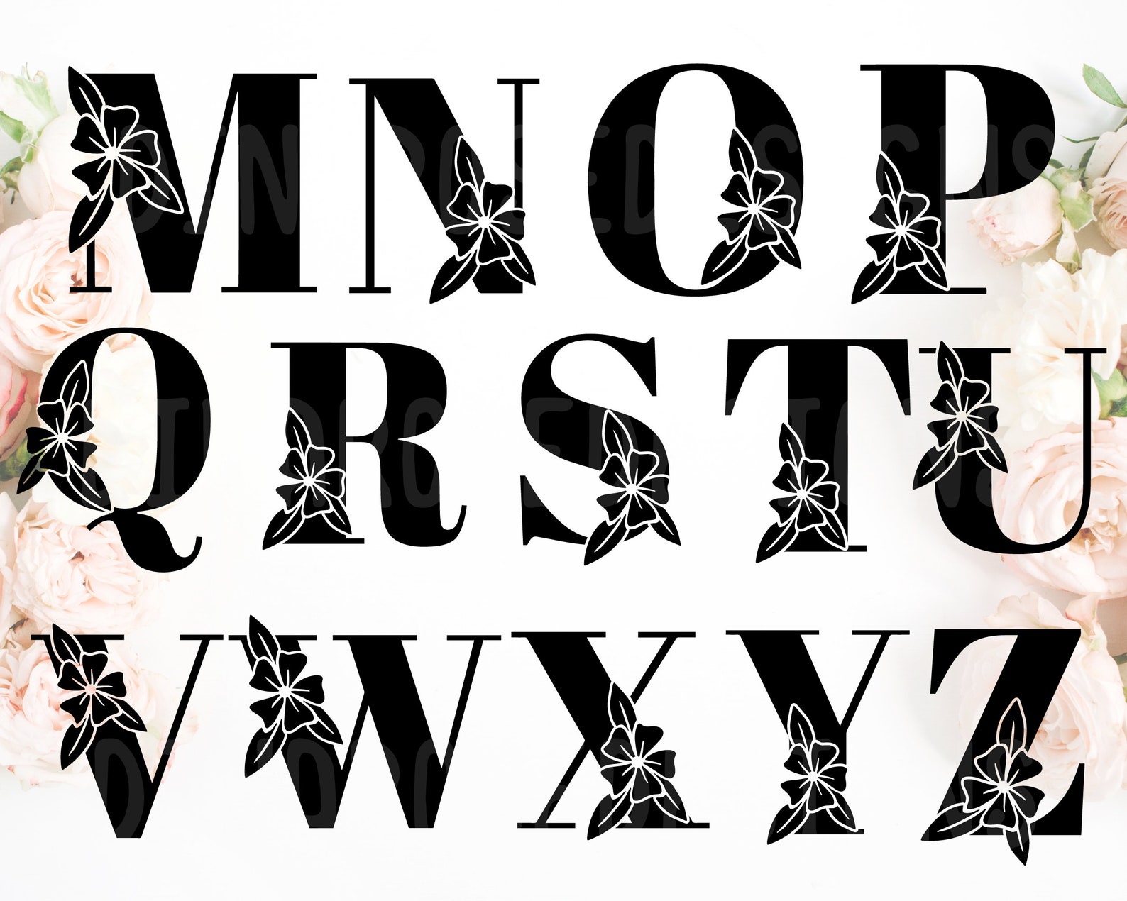 Monogram Svg Flower, Floral Alphabet Svg Bundle, Botanical Letters Svg ...