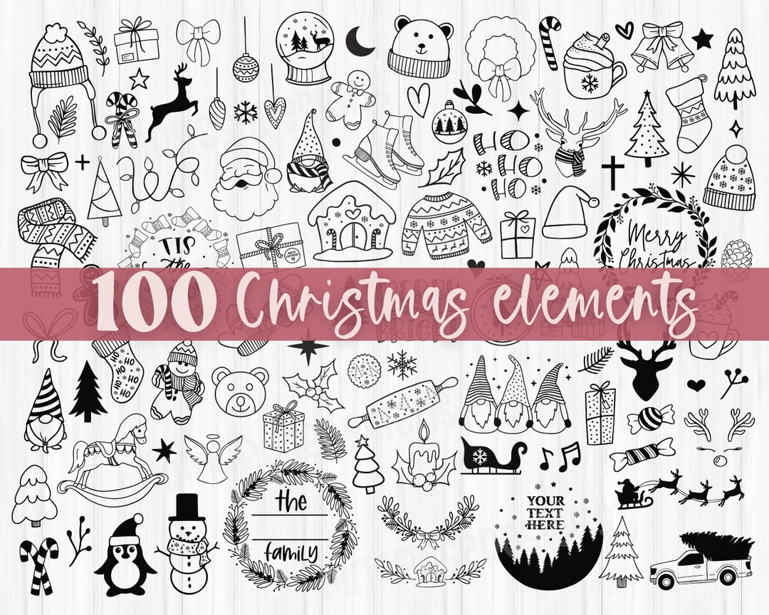 100 Christmas Svg Bundle, Christmas Elements Svg Bundle, Christmas ...