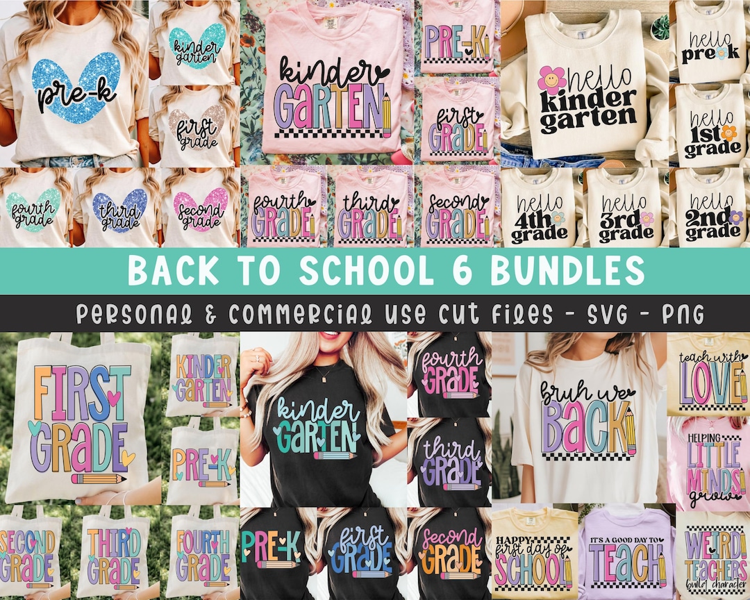 Back to School Svg Bundle, First Day of School Svg, 6 Bundles, Teacher ...