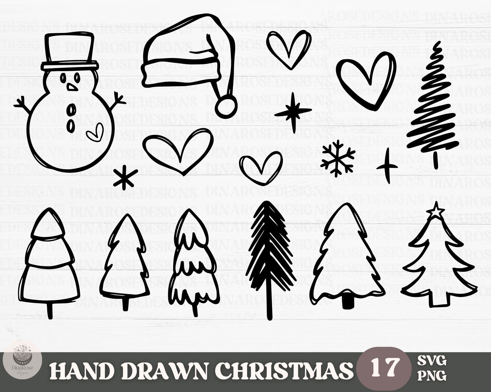 Christmas Drawings Svg Bundle, Christmas Svg, Christmas Elements Svg ...