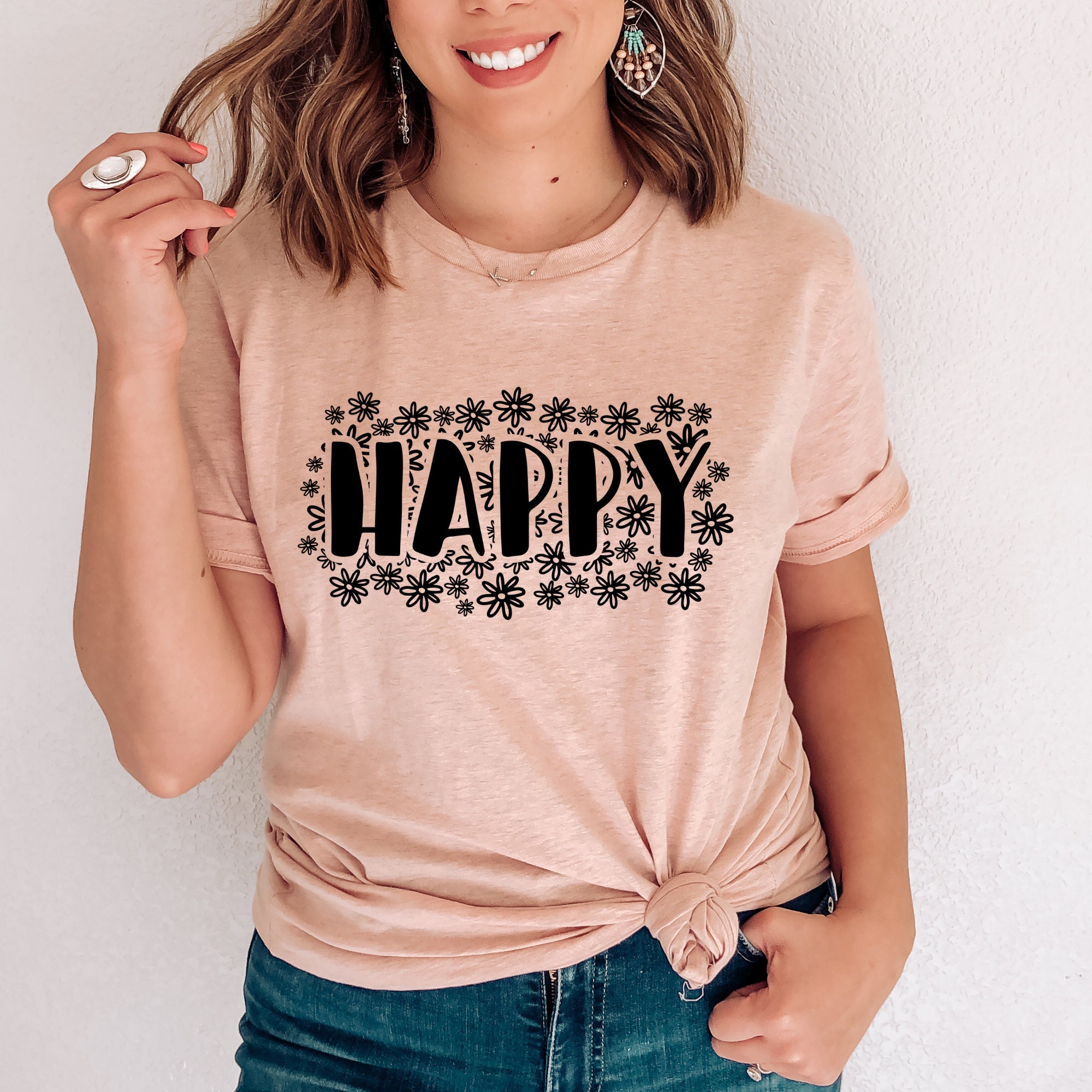 Happy Svg Hand drawn Flowers Svg Sayings Svg Quote Svg | Etsy