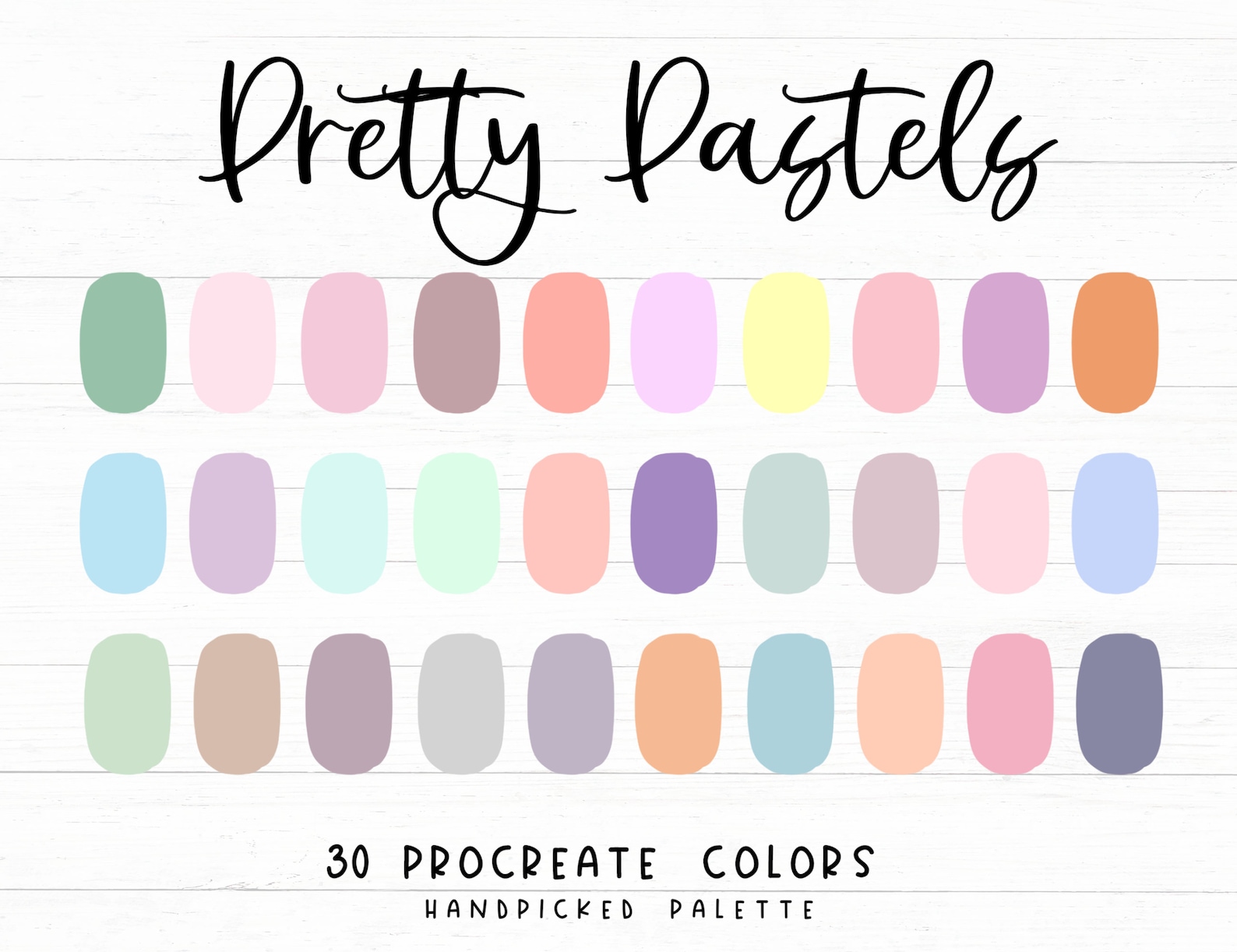 Pretty Pastel Procreate Color Palette 30 Pastels Color | Etsy