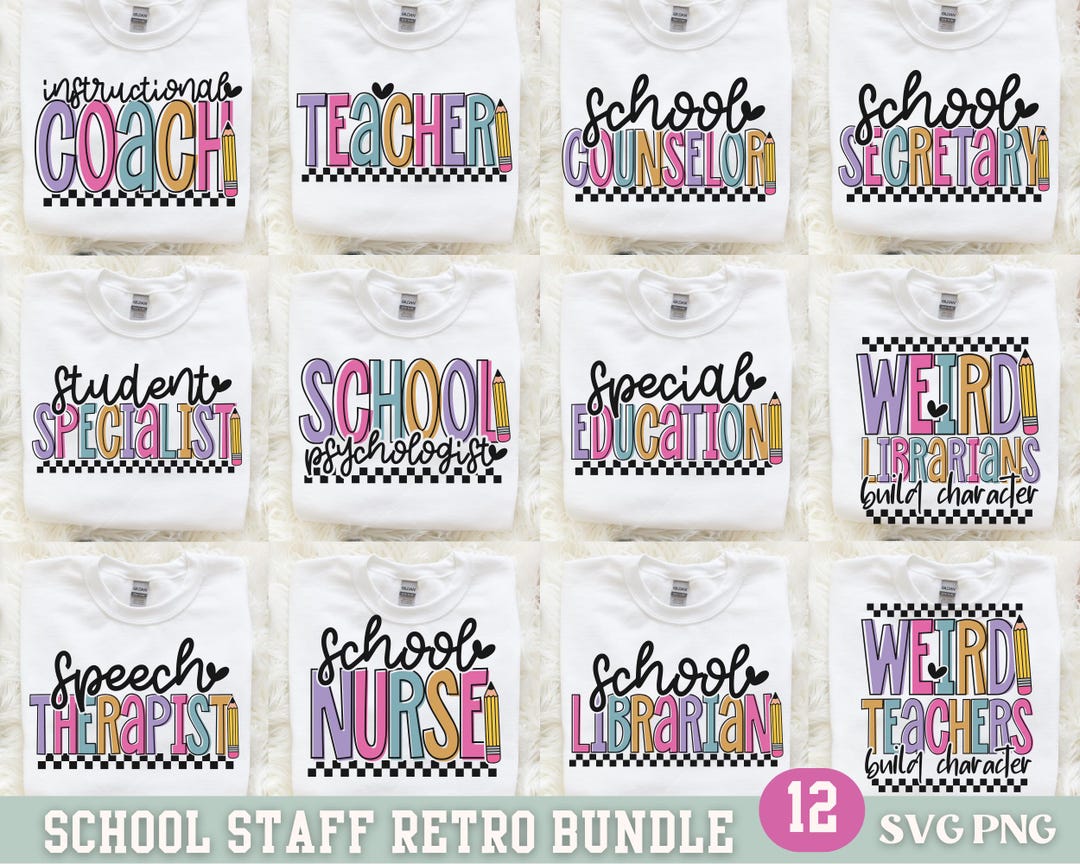 School Staff Svg Bundle, Retro Back to School Svg, Teacher Svg, School ...